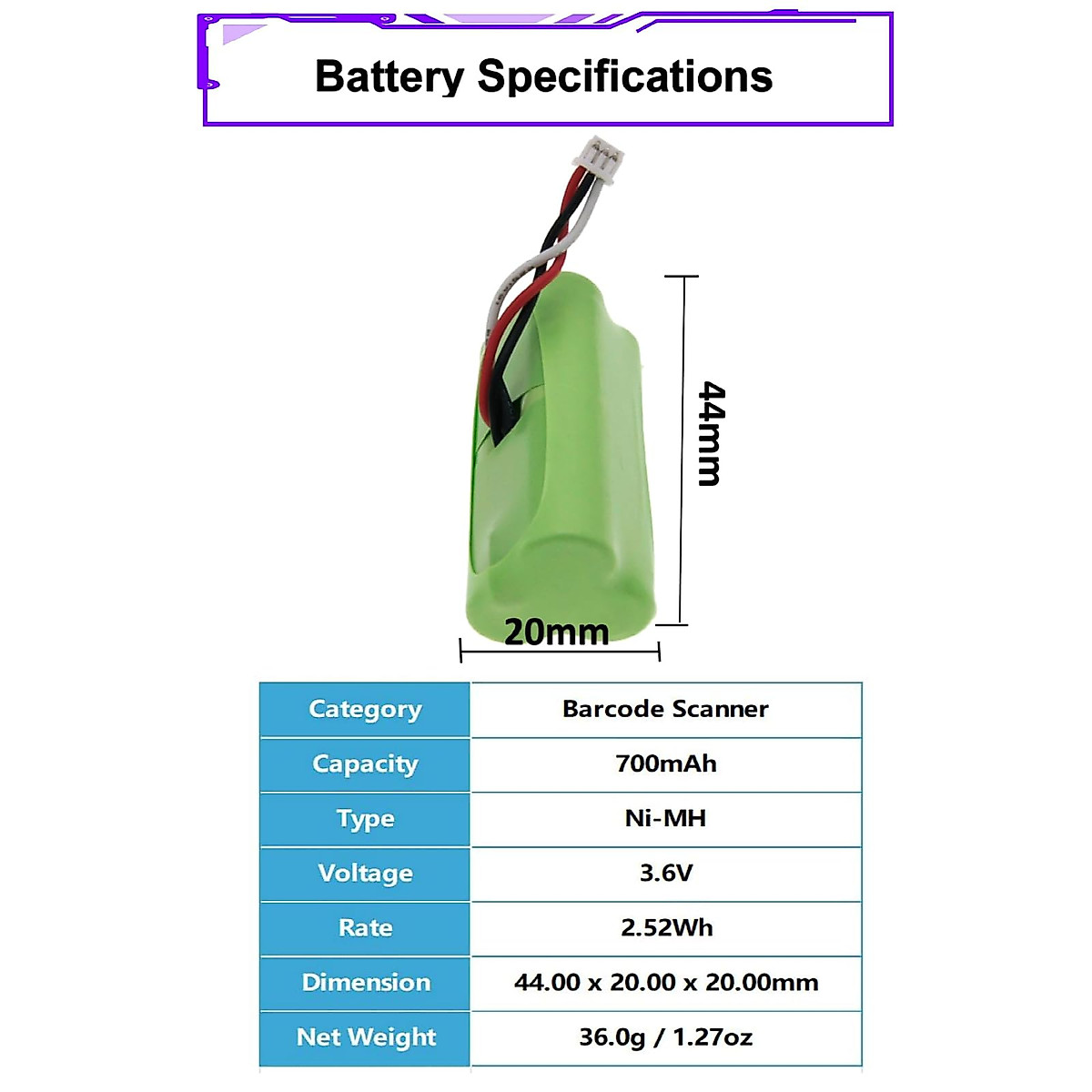 Youejoeq (10-Pack) Replacement Battery for Symbol LS4278 LS4278-M DS6878 DS6878-SR 82-67705-01 BTRY-LS42RAAOE-01 Barcode Scanner Battery 700mAh 3.6V - 3.7V NiMH