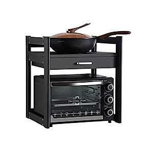 LUCBEI Microwave Oven Rack Kitchen Microwave Storage Rack, Tabletop, Multifunctional Drawer Type, Oven, Rice Cooker, Household Pot Storage Rack Kitchen Storage Rack (Color : Brass, Size : 50cm)