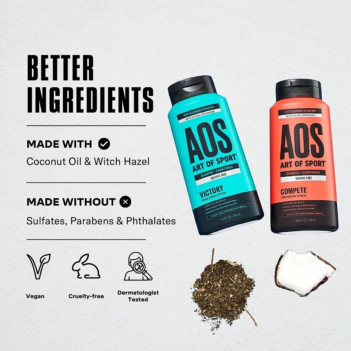 Art of Sport Men’s Shampoo and Conditioner (3-Pack) - Compete Scent - Sulfate Free Shampoo and Conditioner 2-in-1 with Natural Botanicals - Deep Cleanses Hair and Fights Dry Scalp - 13.5 fl oz