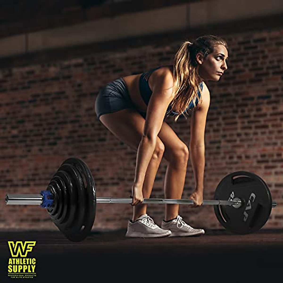 WF Athletic Supply Cast Iron 2-Inch Olympic Grip Plate for Strength Training, Muscle Toning, Weight Loss & Crossfit - Charcoal, 5LB, Set of 2