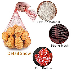 TEMUCY Plastic Mesh Produce Bags, 24 Inch Seafood Boil Bags for Crawfish Crab Shellfish Cooking (Red-100PCS)