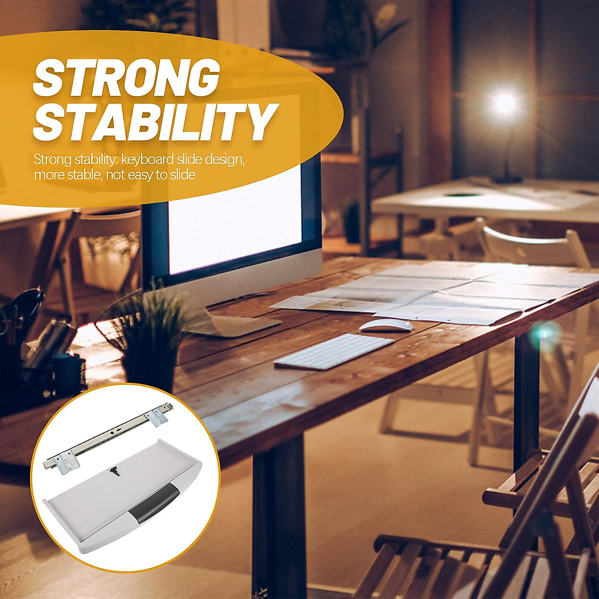 Angoily 1 Set Keyboard Tray Drawer Plastic Trays Office Desk Accessories Desk Tray Keyboard Holder Keyboard Shelf Under Desk Sliding Keyboard Under Desk Mount Slider Table Abs