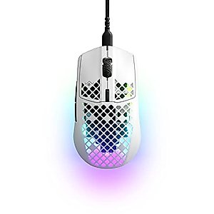 SteelSeries Aerox 3 - Super Light Gaming Mouse - 8,500 CPI TrueMove Core Optical Sensor - Ultra-Lightweight 59g Water Resistant Design - Universal USB-C connectivity - Snow (Renewed)