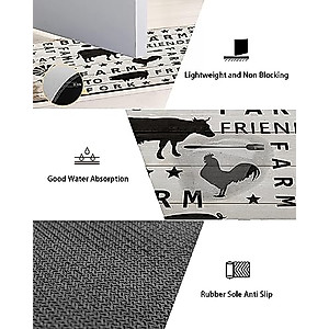 Gogobebe Super Absorbent Diatom Mud Mat Vintage Farm Animal Cow Rooster Pig Wooden Board Pattern Quick-Drying Thin Bath Mat Non-Slip Bathtub Mat Anti-Skid Rubber Bathroom Shower Mat 16x24in