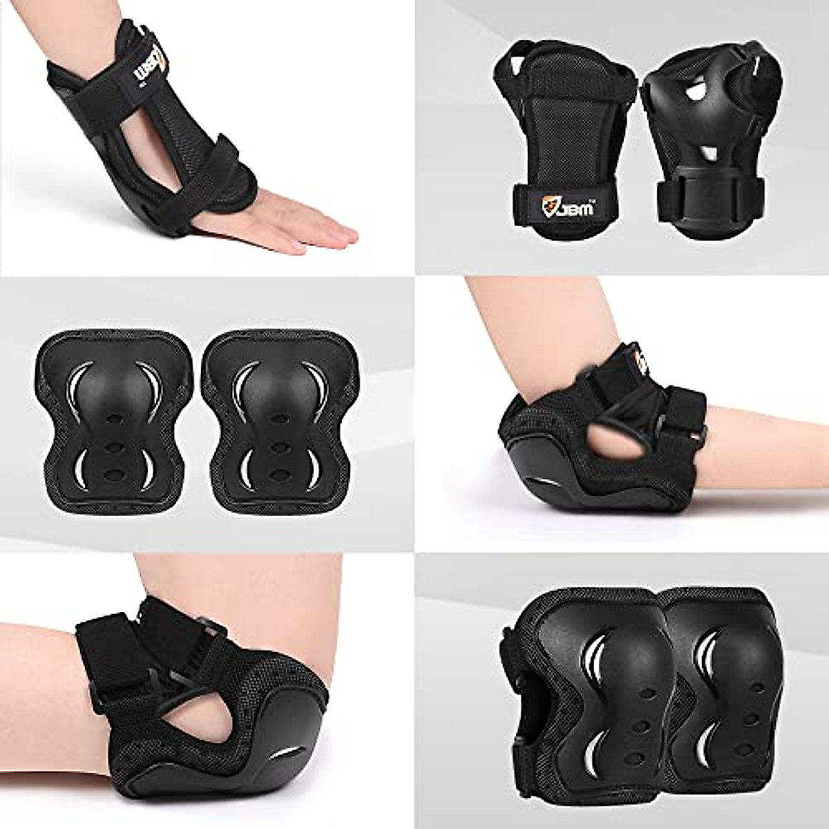 JBM Youth & Adult Full Protective Gear Set, Multi-Sport Helmet, Knee Pads and Elbow Pads with Wrist Guards, Full Protection