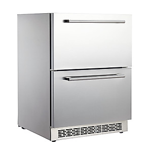Garvee 24 inch wide drawer refrigerator, built-in wine, and beverage refrigerator under the counter, weatherproof, Anti-fingerprint, indoor and outdoor refrigerators, all-stainless steel cooler