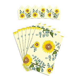 CENTRAL 23 Sunflower Wrapping Paper - Yellow Wrapping Paper - 6 Sheets Floral Gift Wrap - Summer Wrapping Paper For Women - Comes With Fun Stickers - Recyclable