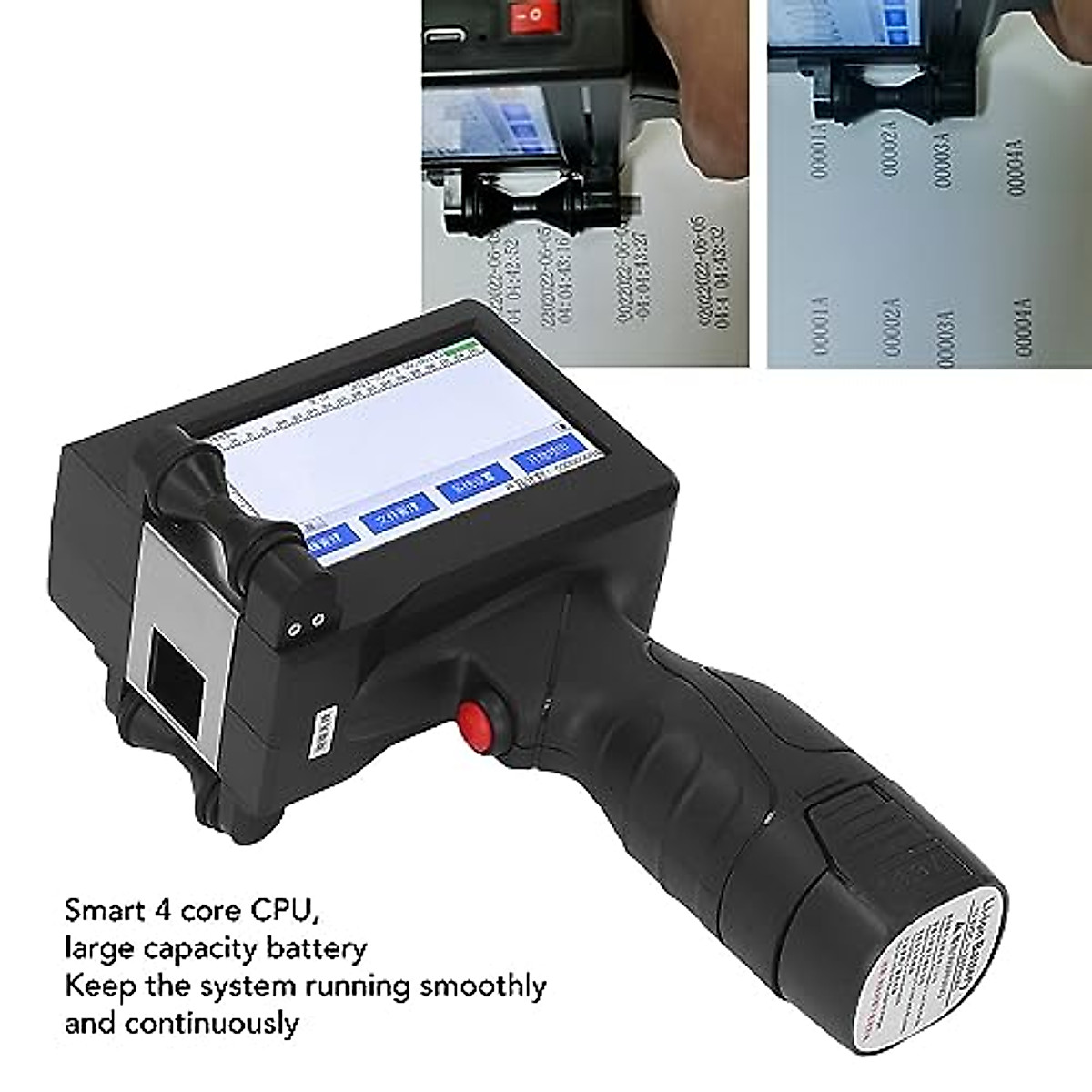 Tgoon Handheld Inkjet Printer, Portable Inkjet Printer US 100‑240V Unidirectional Printing Smoothly Operation Comfortable Handle for Office