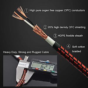 Primeda Audiophile Audio Cable Stereo 3.5mm Male to 2 RCA Male Red for Smartphone, MP3,CD, Tablets, Speakers,Home Theater,HDTV (Right Angle 3.5mm (3 Feet))