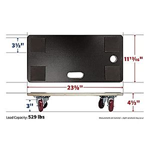 Move-It 3362 Premier 23-Inch x 12-Inch Rectangle Wood Platform Dolly, 530-lb Load Rating