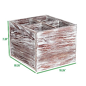 Mind Reader One Tabletop Caddy, Rustic Style, Wood, Brown Utensil Organizer, Size