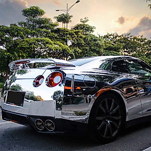 VINYL FROG Car Wrap Vinyl 12 Inches x 60 Inches Chrome Mirror Silver Self Adhesive Film DIY Decals Roll Air Release Technology