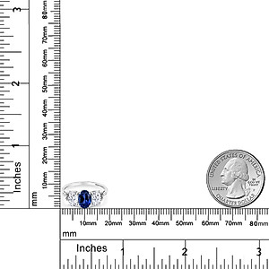 Gem Stone King 10K White Gold Customized and Personalized 3 Oval Gemstone Birthstone and White Diamond Accent Engagement Ring For Women (Size 9)