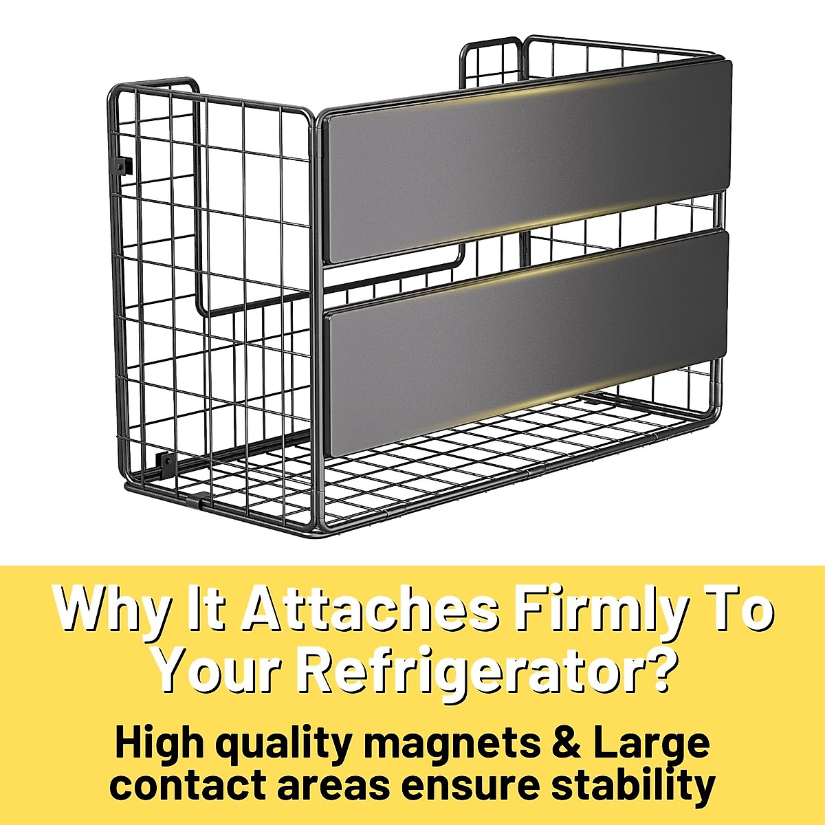 2 Set Magnetic Shelf for Fridge , Fruit Potato & Onion Storage Bins, Pantry Organizers & Storage, Large Container Magnetic Basket for Refrigerator, Kitchen Counter, Cabinet, Magnetic Fridge Organizer