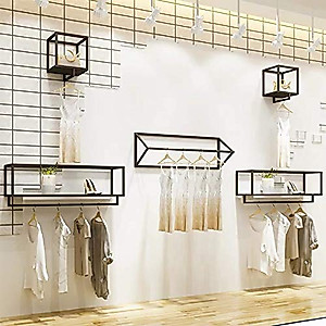 MDEPYCO Creative Triangle Display Garment Racks in Boutique Clothing Stores, Wall-Mounted Hanging Clothes Shelf in Home, Towel Racks for Bathroom Storage (Black, 31.5" L)