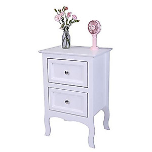 Ynredee NightStand,Bedside Table with 2 Drawers & Solid Wood Legs,Wood Accent Table,End Side Table for Bedroom,Living Room,Study,Hallway,Dorm (2 Pack)