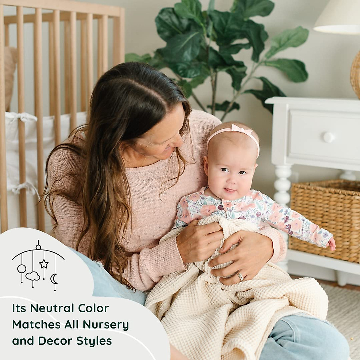 judith + lain Waffle Baby Blanket Boho Knit Swaddle - 39"x39" Neutral Receiving Blankets 100% Cotton | Baby Registry Search Gender Neutral Gifts | Unisex Newborn Essentials