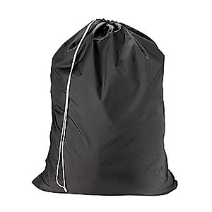 Nylon Laundry Bag - Locking Drawstring Closure and Machine Washable. These Large Bags will Fit a Laundry Basket or Hamper and Strong Enough to Carry up to Three Loads of Clothes. (Black)