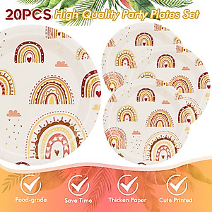 Boho Rainbow Party Supplies Boho Rainbow Baby Shower Tableware Set Including Paper Plates Napkins Tablecloth for Boho Birthday Party Baby Shower Decorations Supplies