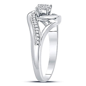 The Diamond Deal 10kt White Gold Round Diamond Cluster Bridal Wedding Engagement Ring 1/4 Cttw