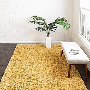 Rugs.com Everyday Shag Rug  –  Yellow 2x3  Shag Rug Perfect for Entryways, Kitchens, Breakfast Nooks and More