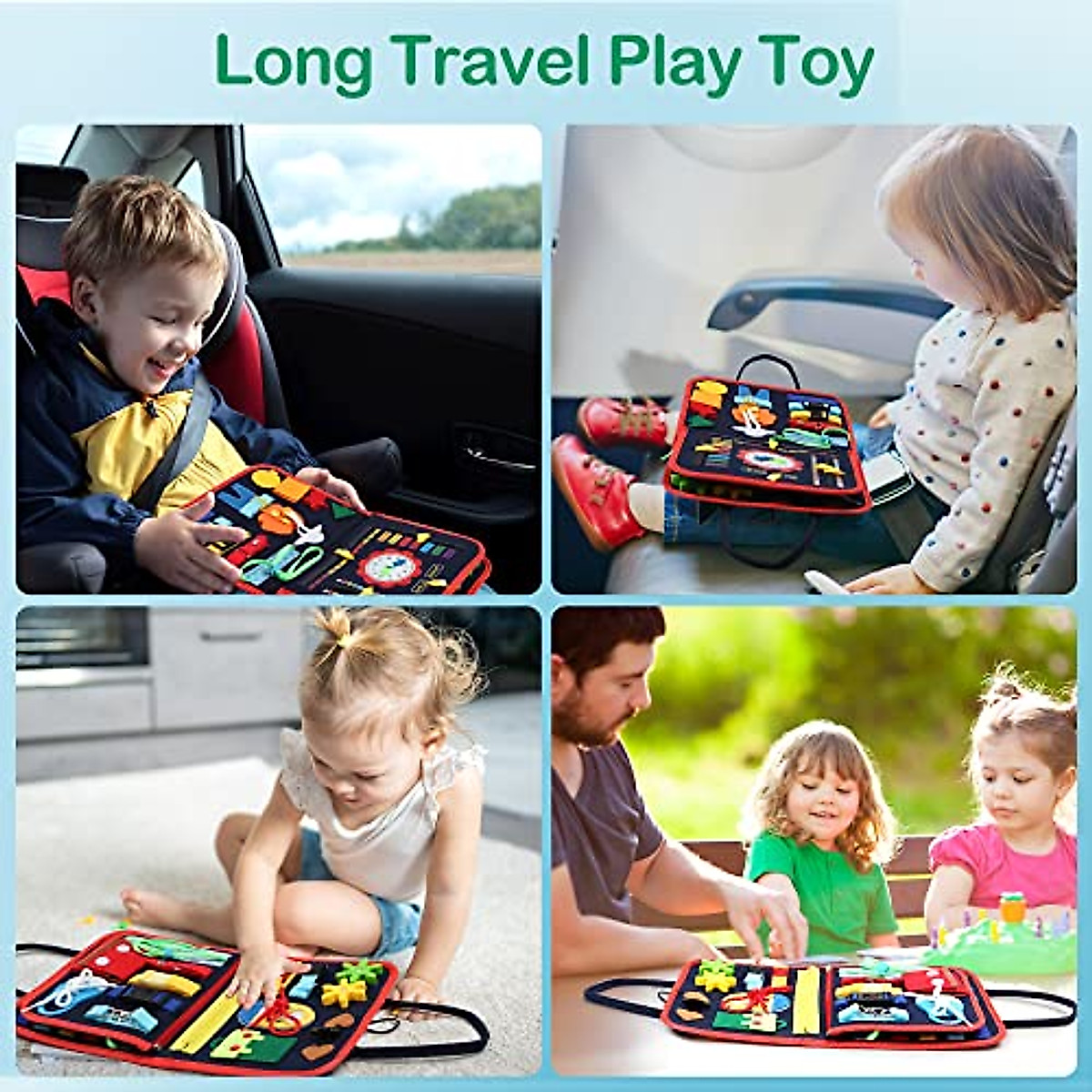 Busy Board for Toddlers,Montessori Toys Developing Sensory Activity Book Preschool Learning Activities Early Educational Toy Travel Busy Binder for 1 2 3 4 Year Old Kids Birthday Gift for Boys Girls