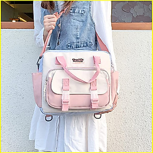 Tecotely Kawaii Backpack Cute Toge Bag Crossbody Shoulder Bag with Kawaii Pins Accessories for Girls (Pink)