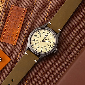 20mm Classic Genuine Leather Watch Bands for Omega x Swatch Moonswatch Quick Release Vintage Leather Watch Straps Compatible with Timex Weekender Watch for Men, White Elephant Gifts, Stocking Stuffers for Men