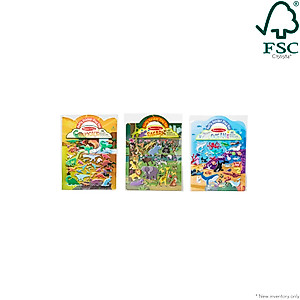 Melissa & Doug Reusable Puffy Sticker Wild Adventures Play Set 3-Pack (118 Stickers: Safari, Dinosaur, Ocean) - FSC Certified