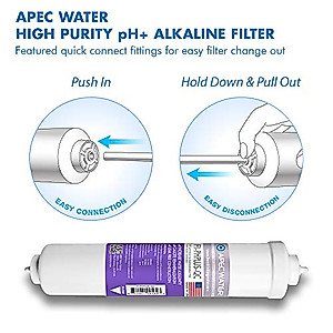 APEC 10" US Made High Purity Ph+ Calcium Carbonate Alkaline Filter with ¼” Quick Connect For Reverse Osmosis Water Filter System (For Standard System, Replacement Filter Only FI-PHPLUS-QC)