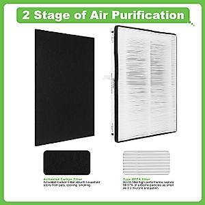 Hichoryer MD1-0022 Replacement Filter, Compatible with Vornado Air Purifier Models AC300, AC350, AC500, AC550, PCO200, PCO300 and PCO500, 1 HEPA Filter MD1-002 + 4 Pre-Filter MD1-0023