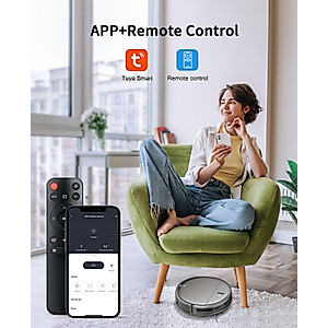 Robot Vacuum and Mop Combo, 2 in 1 Mopping Robot Vacuum Cleaner with Schedule, Wi-Fi/Voice/App, Strong Suction, Ease of Use, Self-Charging Robotic Vacuum, Slim, Ideal for Hard Floor, Pet Hair, Carpet
