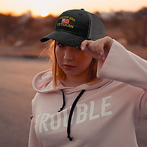 Richardson Trucker Mesh Hat American Veteran Korean War A Embroidery Cotton Dad Hats for Men & Women Snapback Black Charcoal