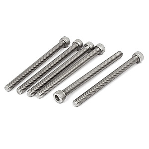 uxcell® M6 x 80mm Thread 304 Stainless Steel Hex Socket Head Cap Screw Bolt DIN912 6pcs