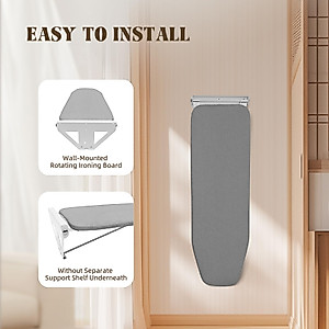 Wall-Mounted Ironing Board, Foldable Ironing Station, Sturdy Folding Board Compact Ironing Board Space Save for Home, Apartment, Small Space