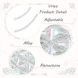 Urieo Sparkly Rhinestone Bra Chain Bling Silver Crystal Chest Chains Diamond Glitter Blkini Nightclub Party Rave Body Jewelry for Women (TOP, S-M)