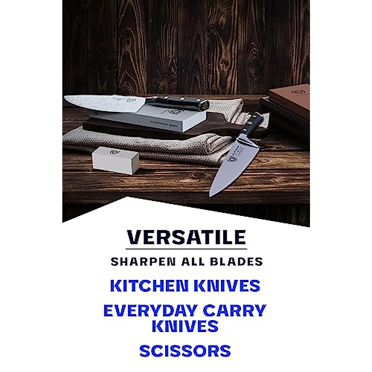 Dalstrong Premium Whetstone Kit - #1000/#6000 Knife Sharpening Kit - Extra Large Grit Stones - Top-Grade Corundum - Thick Knife Sharpening Stone - Hand Crafted Acacia Wood - Whetstone Knife Sharpener