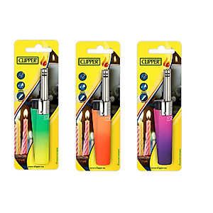 Clipper - Mini Tube Reusable Lighter - Refillable Candle Lighters with Extended Wand and Adjustable Flame - Great Lighters for Candle, BBQ, Firepits, and Use in The Outdoors - 3 Pack - Gradient