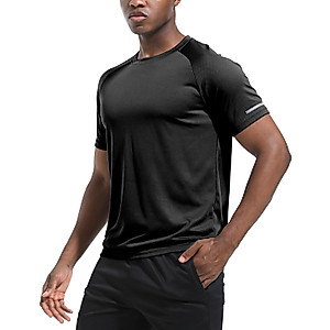 Boyzn 3 Pack Workout Shirts for Men, Moisture Wicking Quick Dry Active Athletic Men's Gym Performance T Shirts Black/Navy/Red-3P01-L