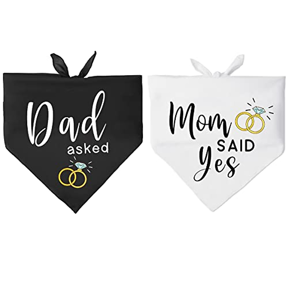Tillfuru Dad Asked and Mom Said Yes Dog Bandana, Wedding Engagement Photos Bridal Shower Gift Pet Bandanas, 2 PCS(Black and White)