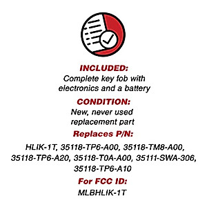 KeylessOption Keyless Entry Remote Control Car Key Fob Replacement for MLBHLIK-1T