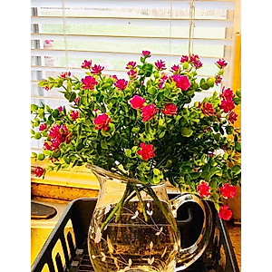 4 Bundles Artificial Flowers Outdoor Decoration UV Resistant Plants Plastic Fake Window Box Home Garden Office Wedding Decor