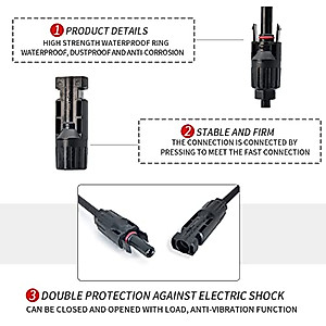 ELFCULB 2Pair Solar Panel Connector, 1 FT Solar Connectors Y Branch Parallel Adapter Cable Solar Cable, 1 Male to 2 Female(M/FF) and 1 Female to 2 Male(F/MM) Solar Panel Cables and Connectors 1500V