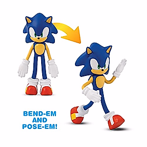 Bend-Ems Sonic The Hedgehog Bendable Action Figure Poseable PVC Toy for Fans & Collectors