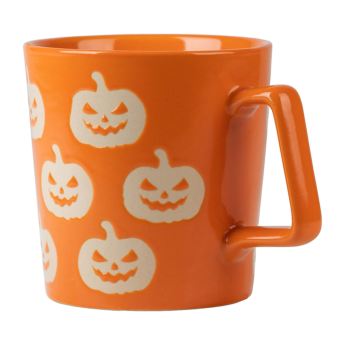 10 Strawberry Street Halloween Jack O Lantern & Ghost 20 oz Wax Resist Mugs, Black/Orange