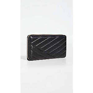 Tory Burch Women's Kira Chevron Zip Continental Wallet, Black, One Size