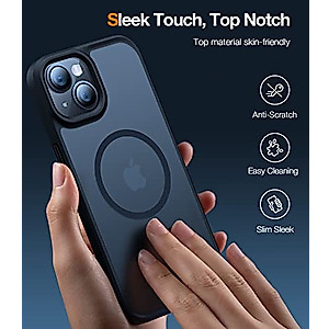 TORRAS 𝗡𝗘𝗪 Magnetic for iPhone 14 Case & iPhone 13 Case, 10FT Military Grade Drop Tested, Compatible with MagSafe, Slim Protective Translucent Matte iPhone 14 & iPhone 13 Phone Case, Black