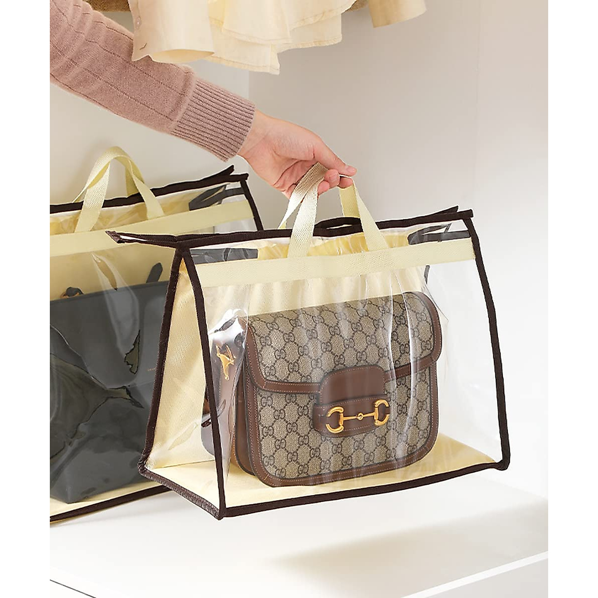 CINPIUK Clear Handbag Storage Bags Purse Organizer for Closet, Zipper Hanging Storage Bag for Handbags, XL, 2PCS