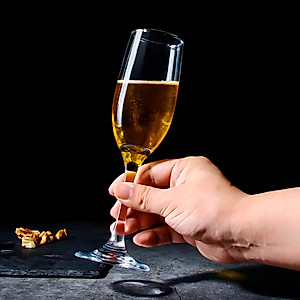 Elegant Champagne Glasses Set of 12, Long Stem Glass Champagne Flutes for Mimosa, Sparking Wine, Wedding, Party - 6 oz, Clear