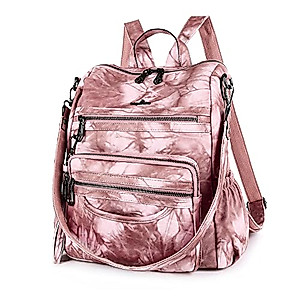 Backpack Purse Women PU Leather ladies fashion shoulder bag Casual Tassel Zipper Angel Kiss Backpacks(Pink)